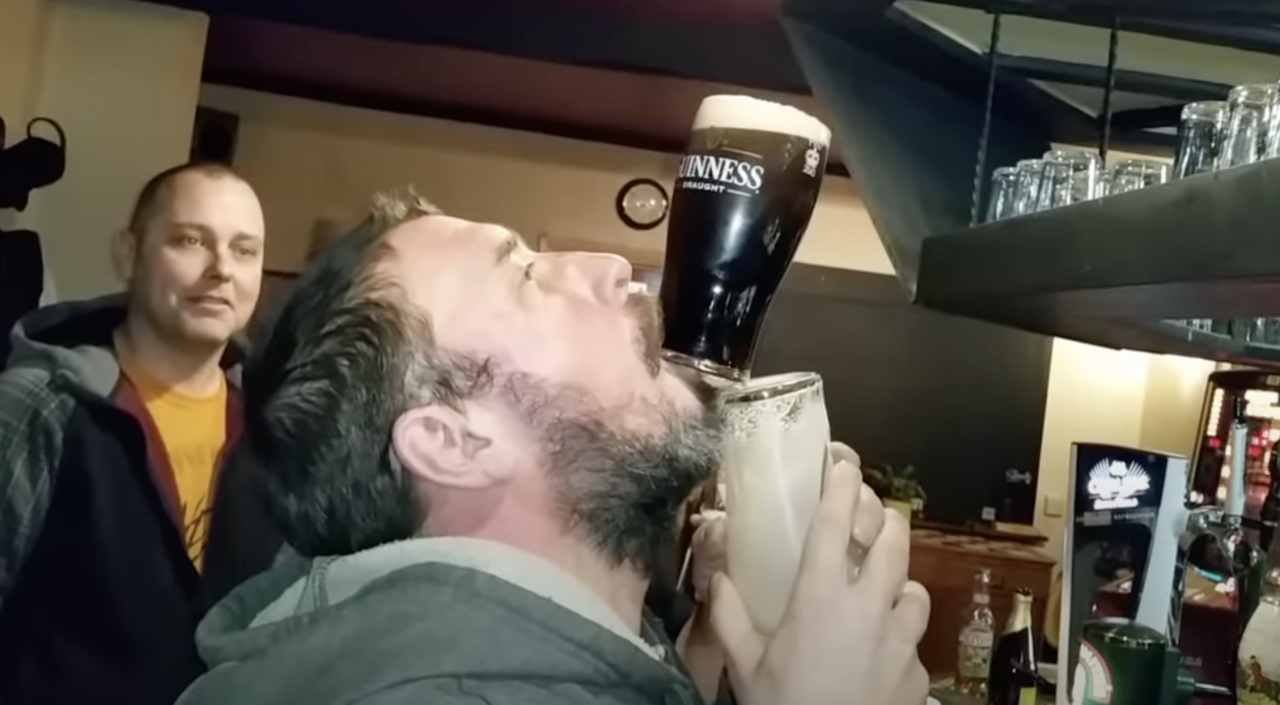 Man stuns the internet with his Guinness drinking party trick